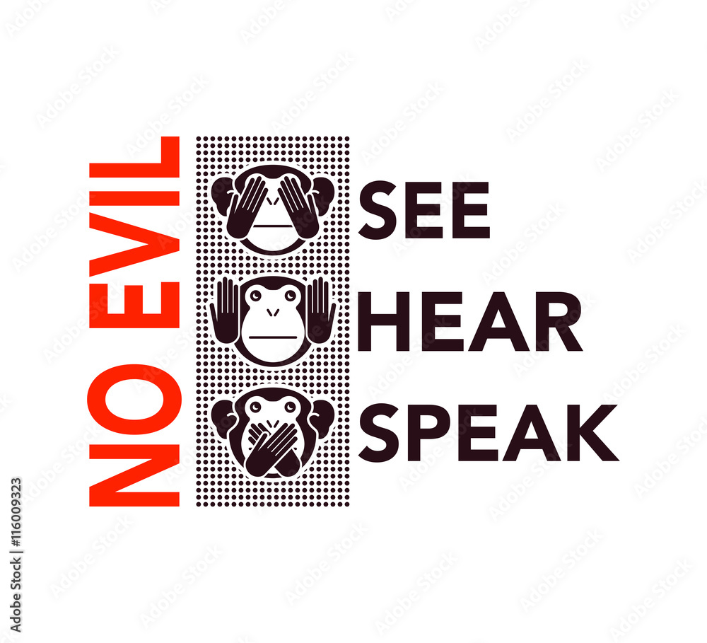 wise monkeys. Vector illustration. Stock Vector | Adobe Stock