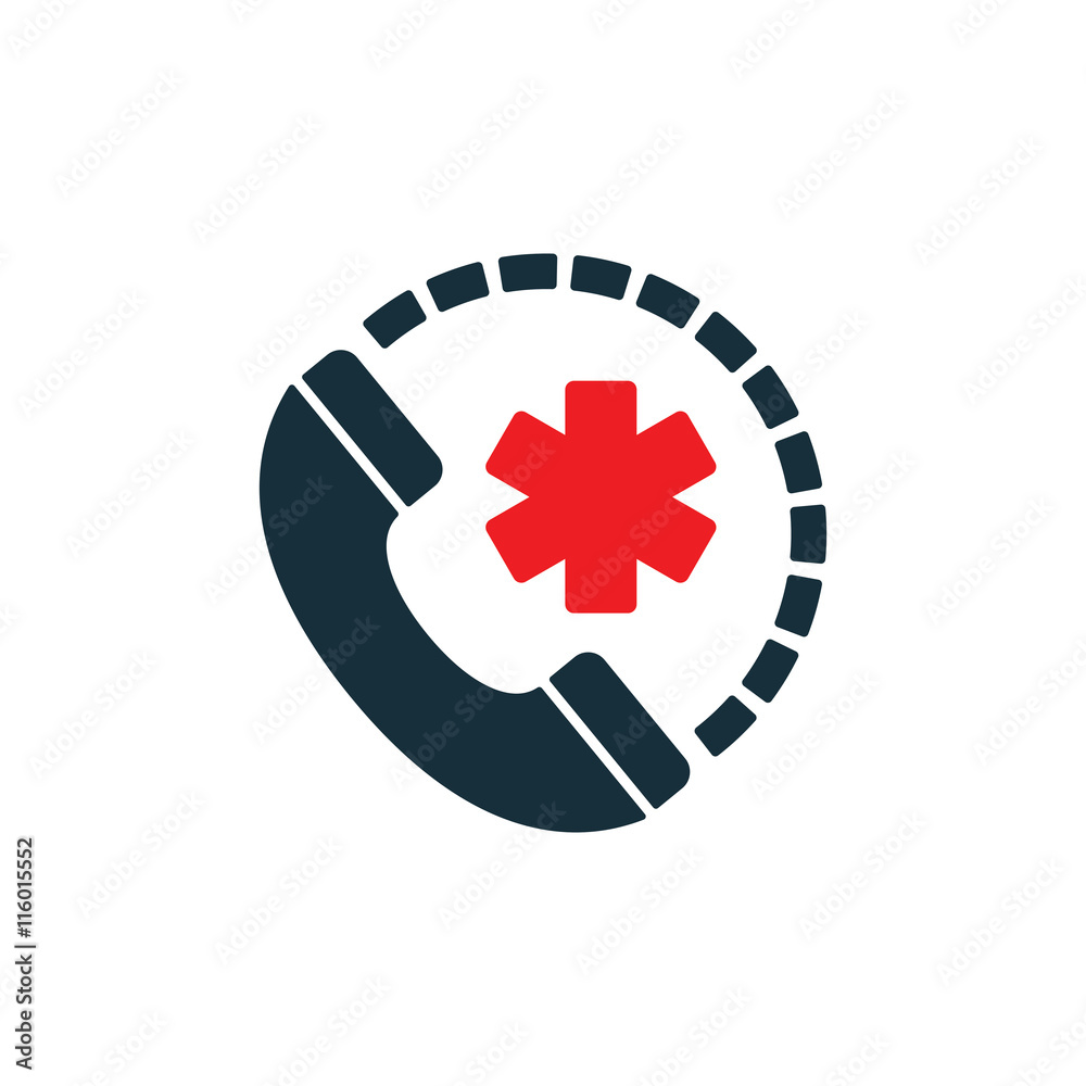 life star medical emergency phone icon on white background Stock Vector ...