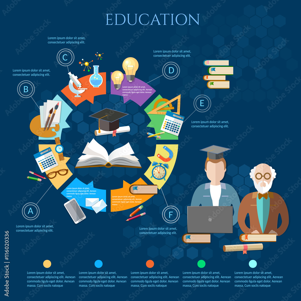 Education infographic professor and student learning diagram Stock ...