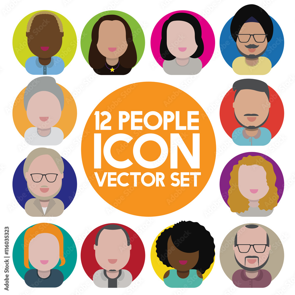 Diversity Interracial Community People Flat Design Icons Concept Stock ...