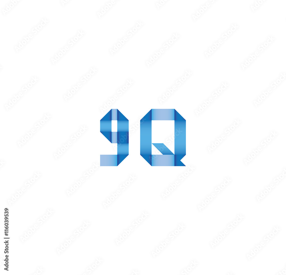 9q initial simple modern blue Stock Vector | Adobe Stock