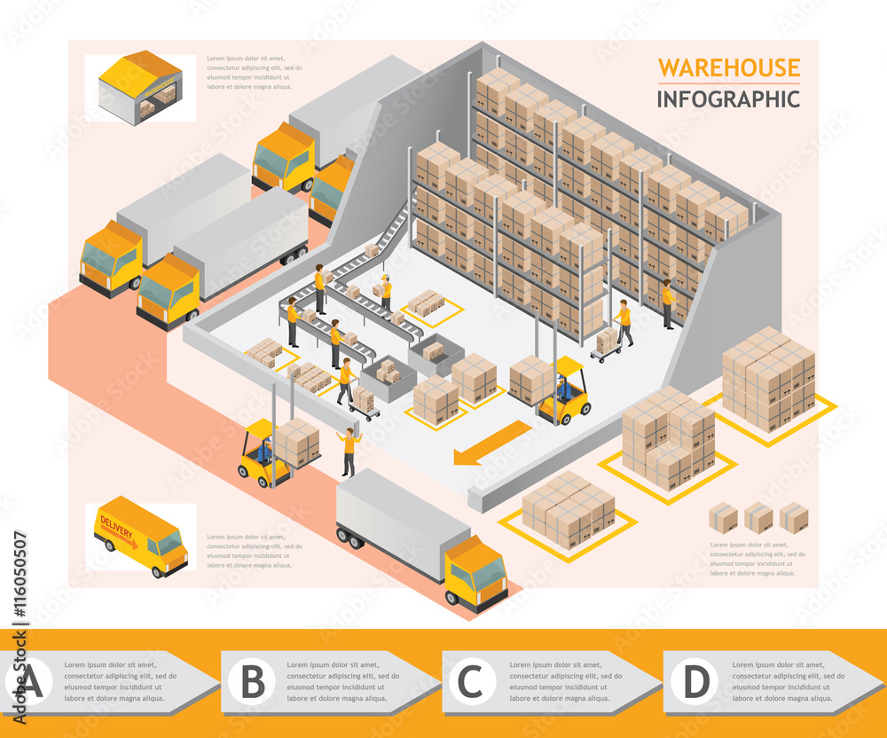 isometric info graphic warehouse vector design Stock Vector | Adobe Stock