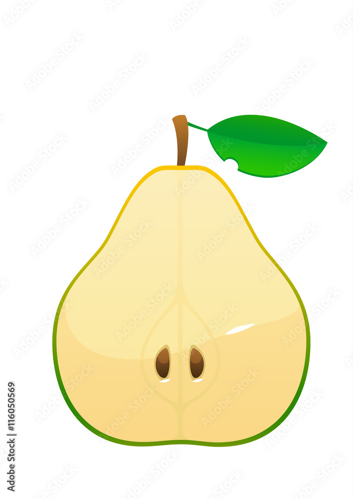 bright juicy tasty green pear cartoon isolated Stock Vector | Adobe Stock