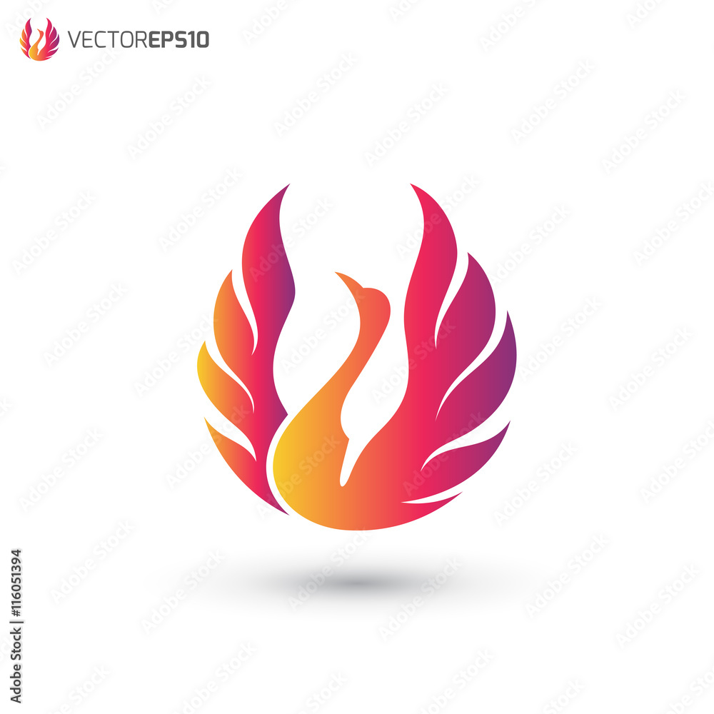 Swan or Phoenix Flying Logo Stock Vector | Adobe Stock