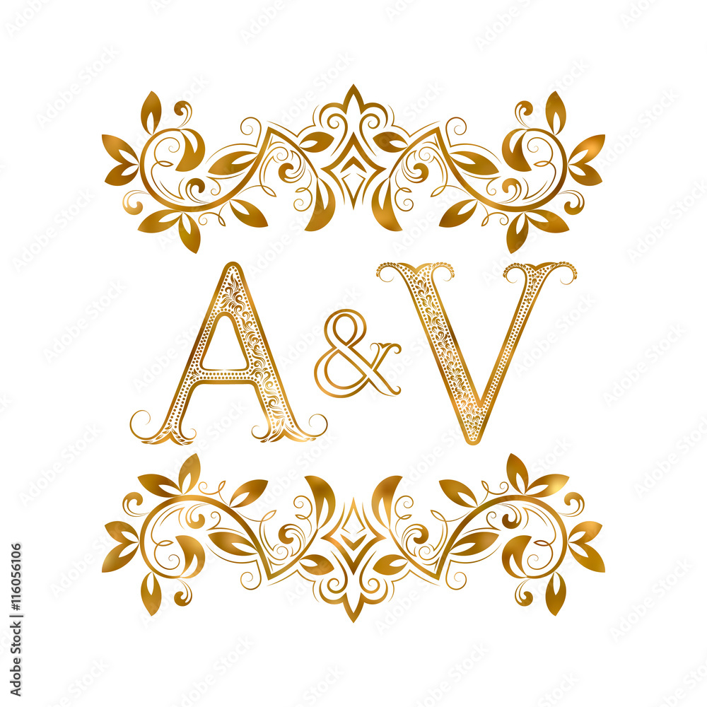 A&V vintage initials logo symbol. Letters A, V, ampersand surrounded by ...