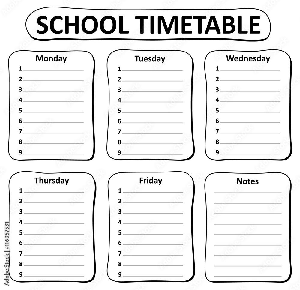 Black and white school timetable theme 1 Stock Vector | Adobe Stock