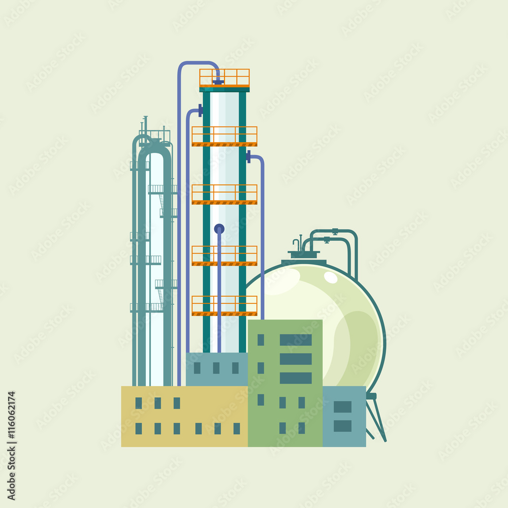 Industrial Chemical Plant Isolated , Refinery Processing of Natural ...