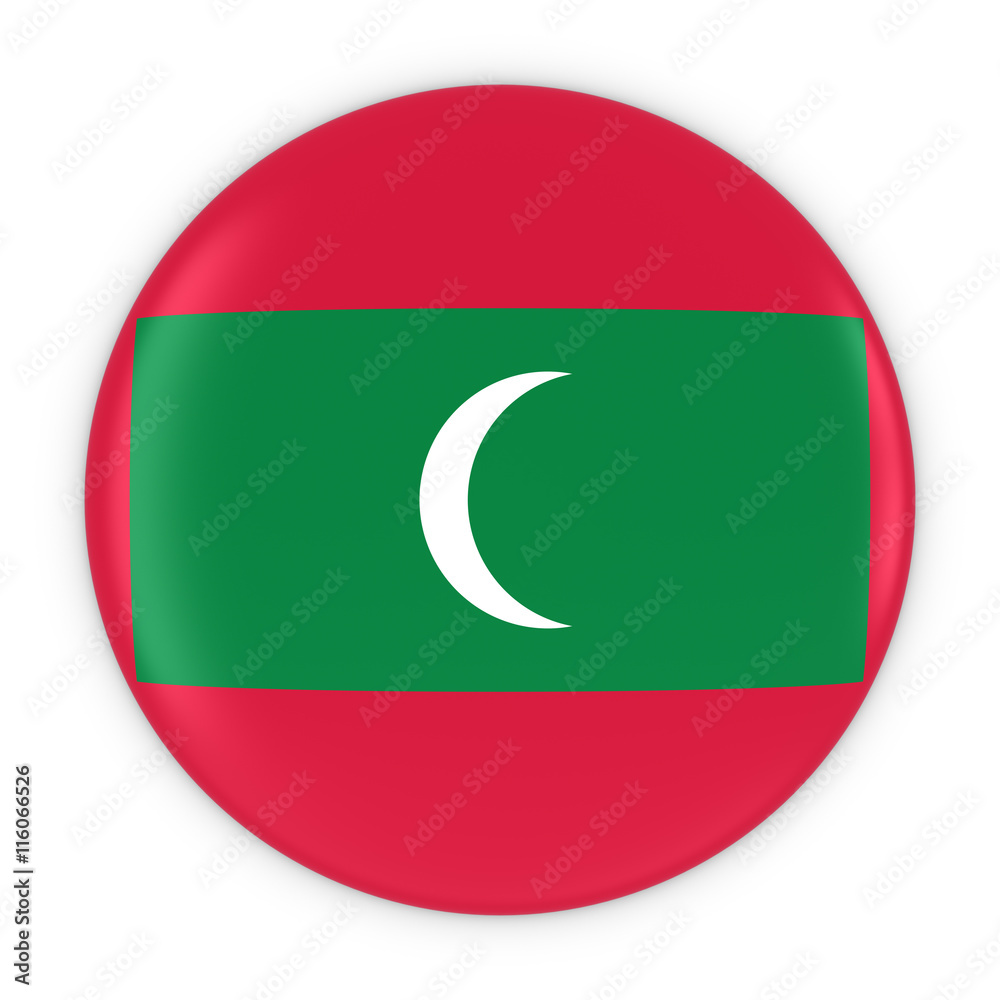 Maldivian Flag Button - Flag of Maldives Badge 3D Illustration Stock ...