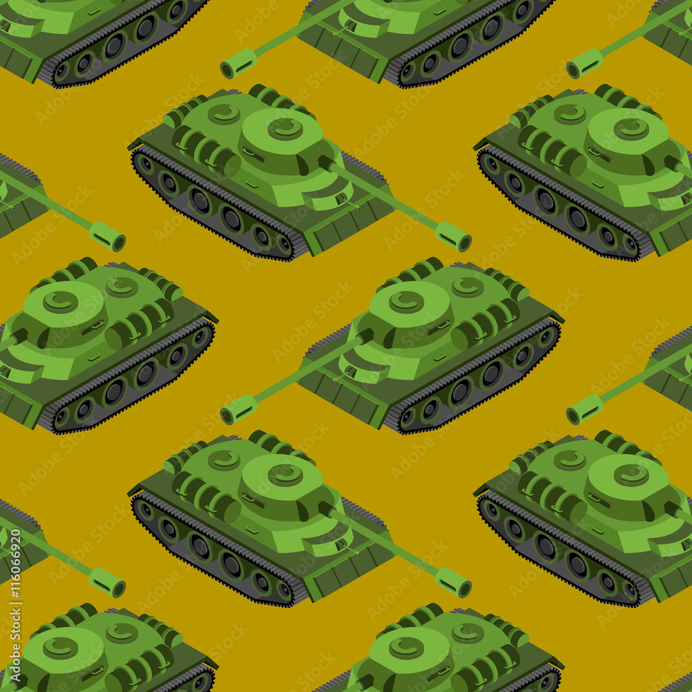Tank Isometric seamless pattern. Army machinery texture. Armored Stock ...