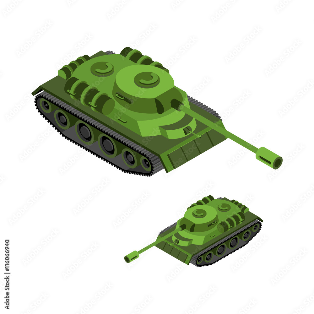 Tank Isometric on white background. Army technique. Armored figh Stock ...