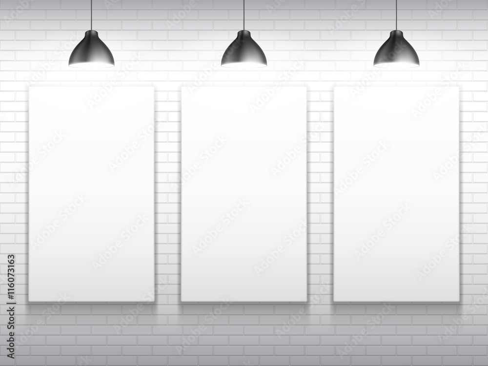 Three Blank White Poster Templates Stock Vector | Adobe Stock