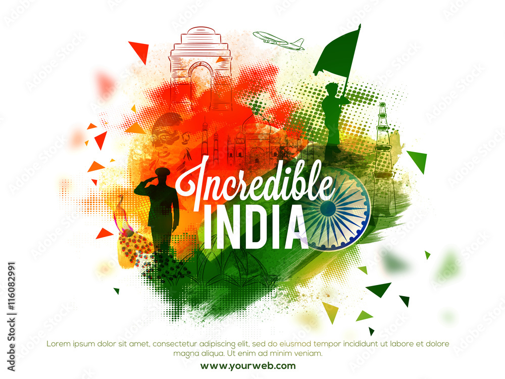 Incredible India Flyer for Indian National Festivals. Stock Vector ...
