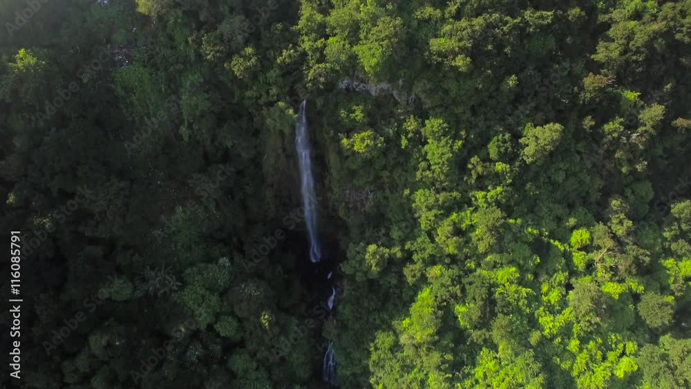 4K UHD Top down aerial video of Tamarin Falls Waterfall (Seven Cascades) - Mauritius, Curepipe ...