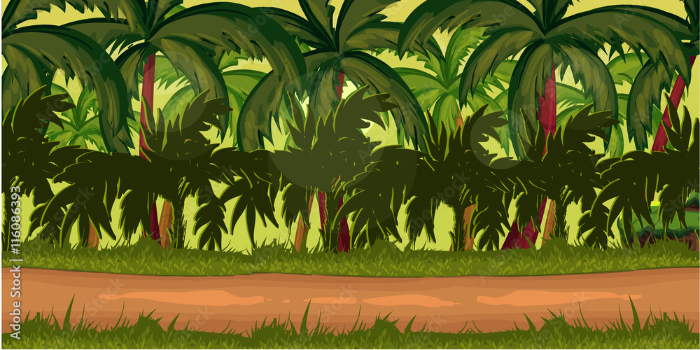 Jungles Game Background for 2d application. Vector design. Tileable ...