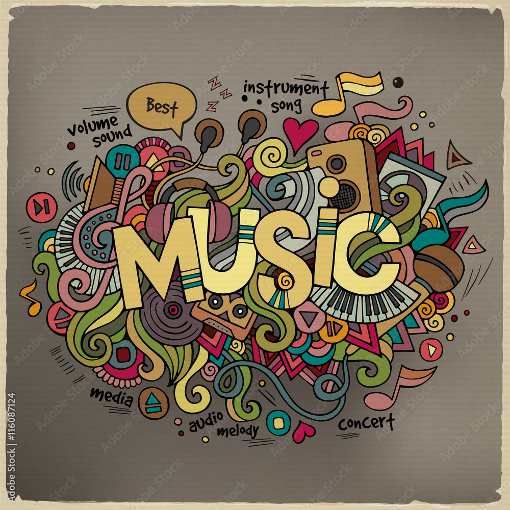Music hand lettering and doodles elements background Stock Vector ...