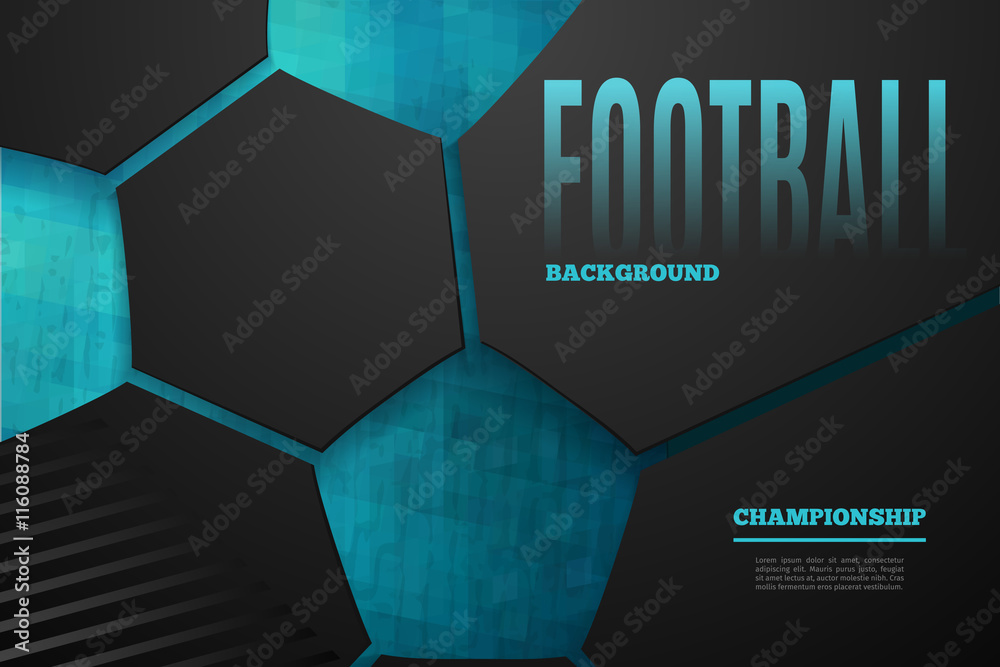 Abstract football background with place for the text on dark background ...