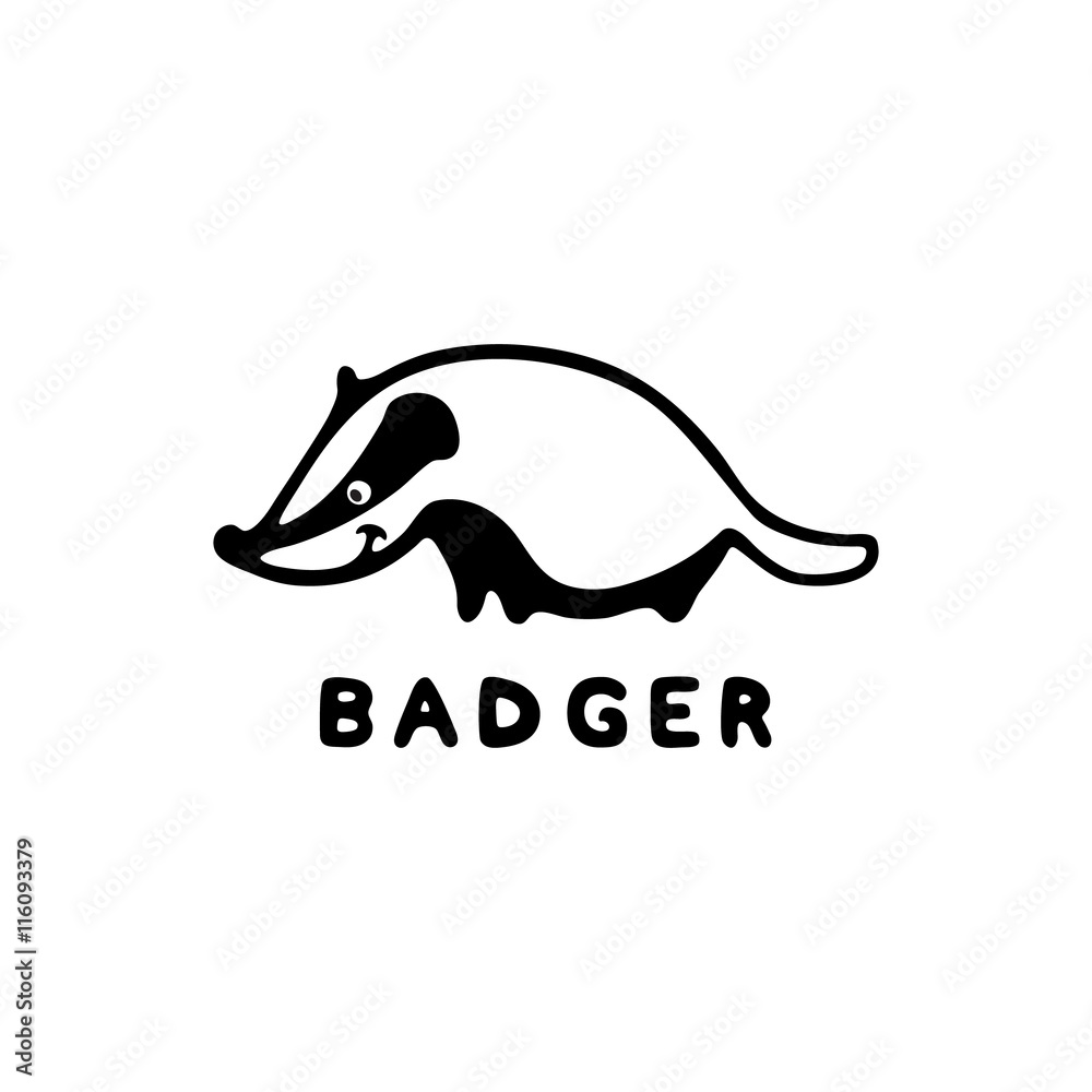 Badger logo. Vector illustration isolated on white. Cute little animal ...