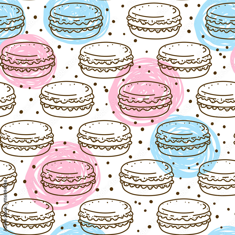 Seamless pattern with sweet macarons Stock Vector | Adobe Stock