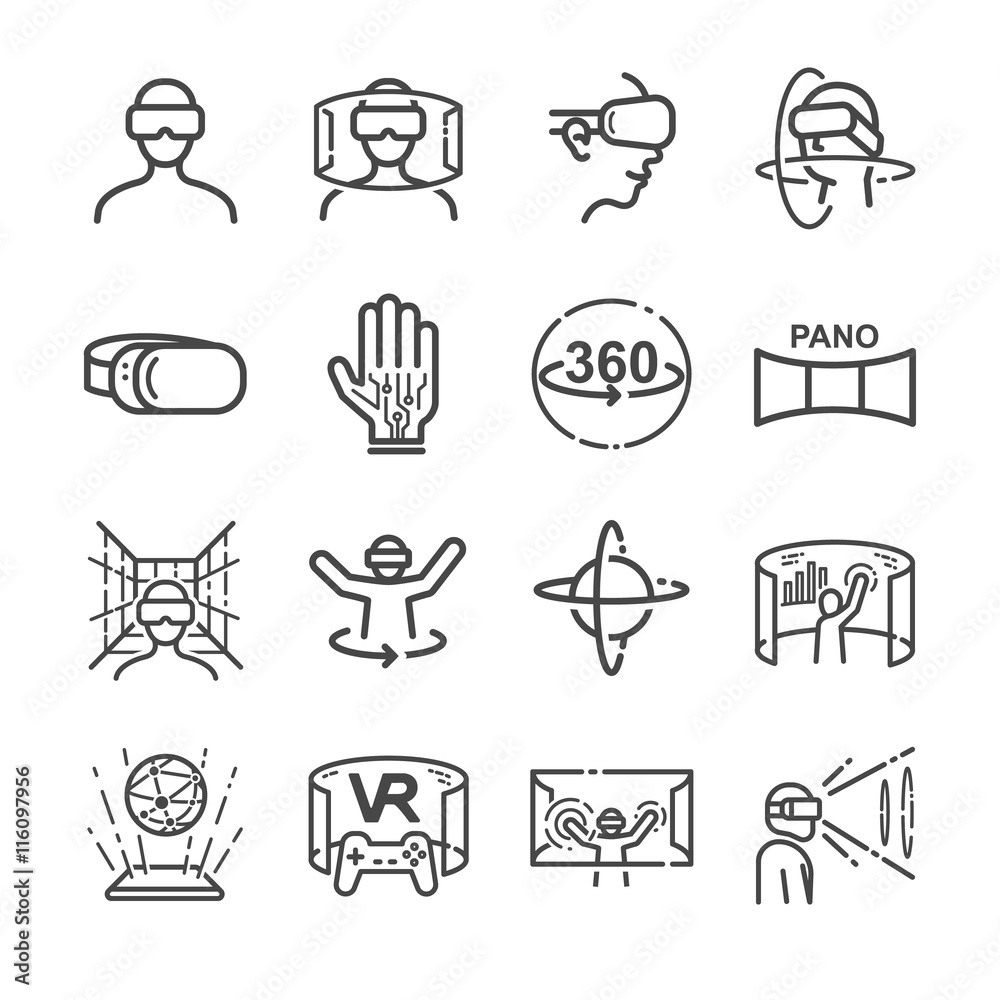 Virtual Reality gaming Icons Stock Vector | Adobe Stock