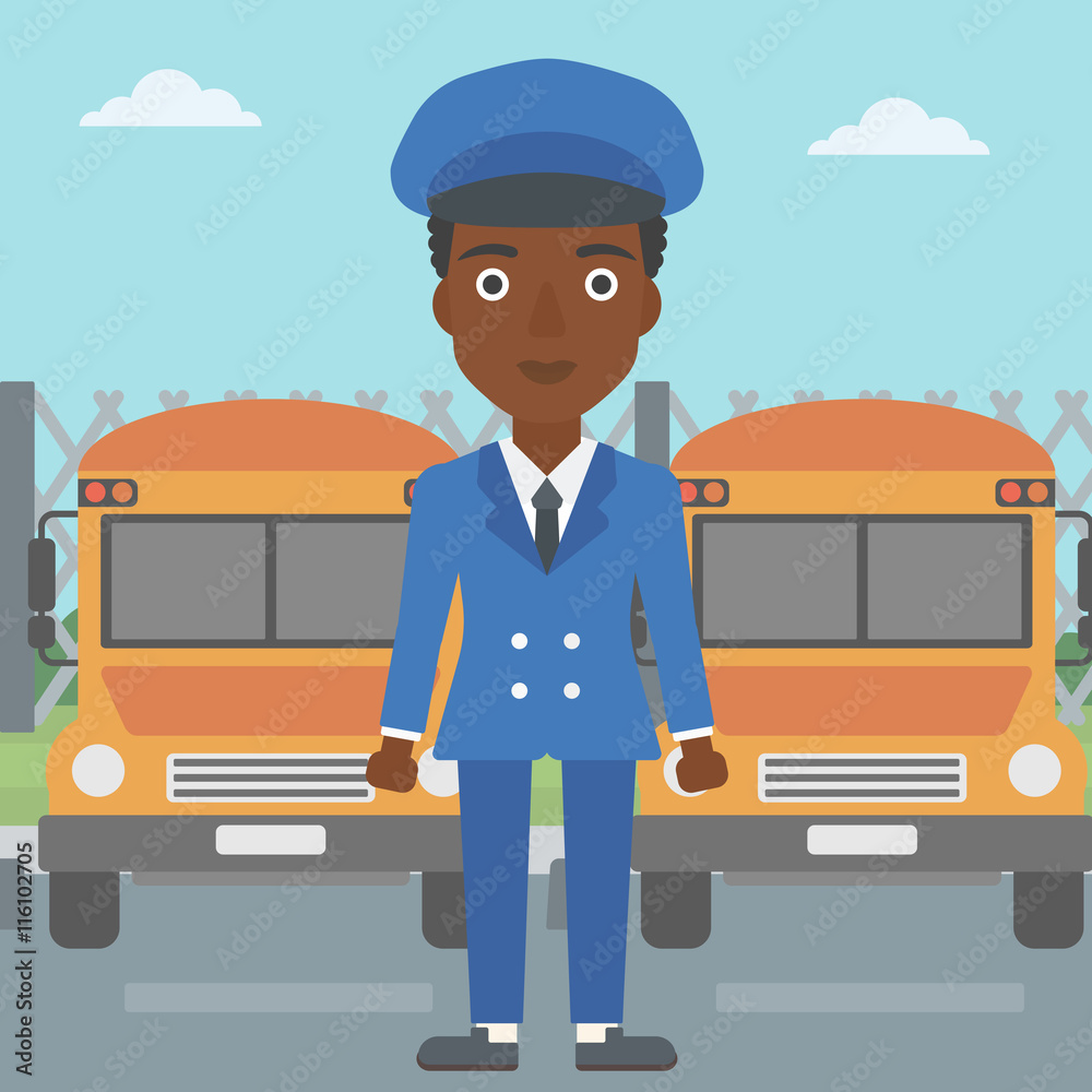 School bus driver vector illustration. Stock Vector | Adobe Stock