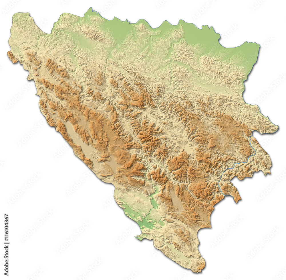 Relief map of Bosnia and Herzegovina - 3D-Rendering Stock Illustration ...