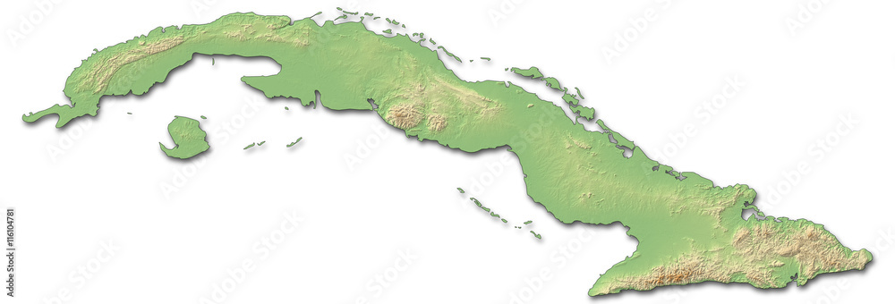 Relief map of Cuba - 3D-Rendering Stock Illustration | Adobe Stock