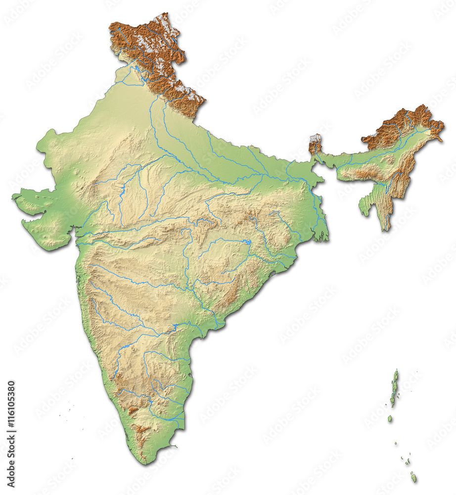 Relief map of India - 3D-Rendering Stock Illustration | Adobe Stock