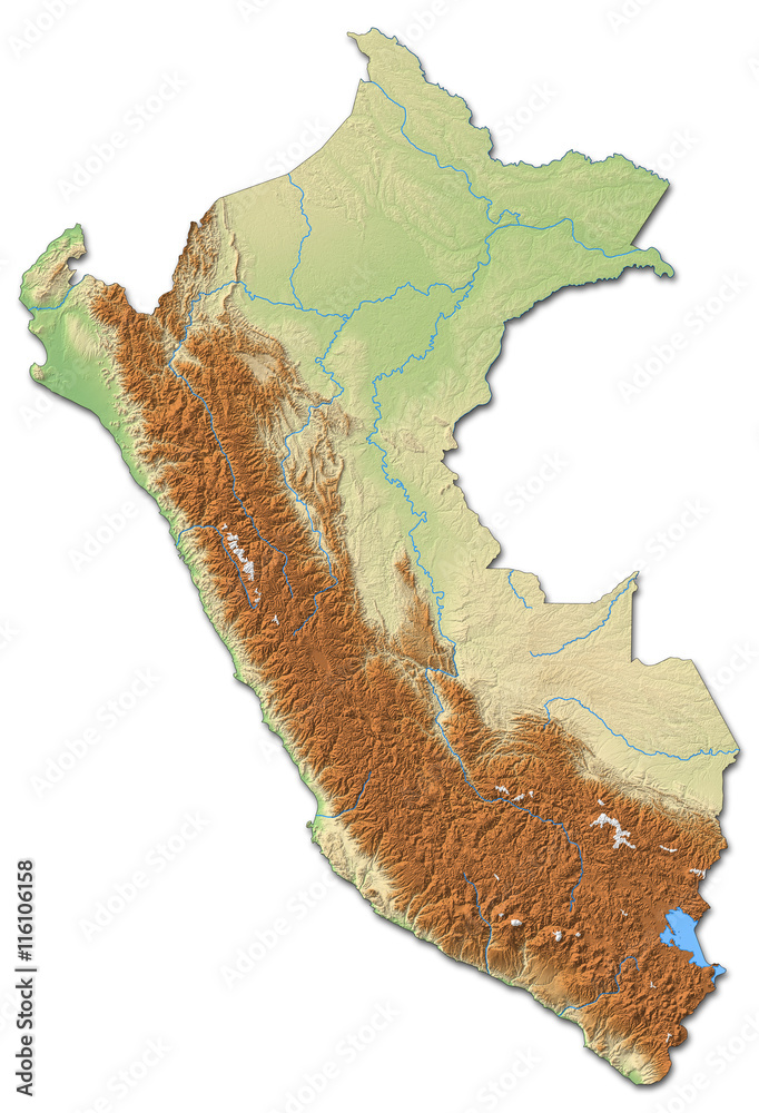 Relief map of Peru - 3D-Rendering Stock Illustration | Adobe Stock