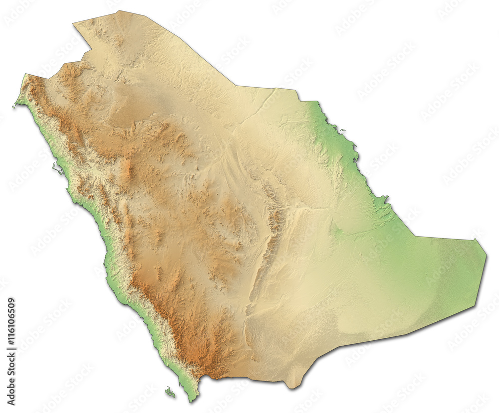 Relief map of Saudi Arabia - 3D-Rendering Stock Illustration | Adobe Stock