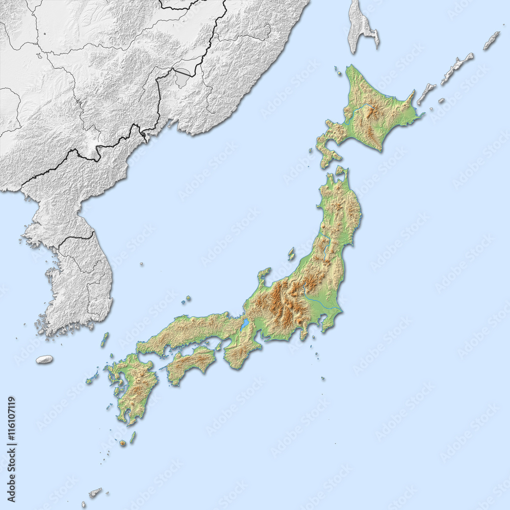 Relief map of Japan - 3D-Rendering Stock Illustration | Adobe Stock
