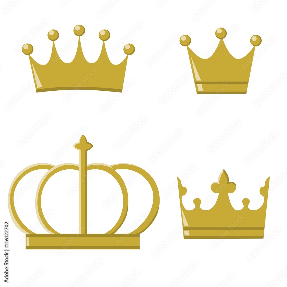 Golden crowns for prince and princess, isolated vector Stock Vector ...