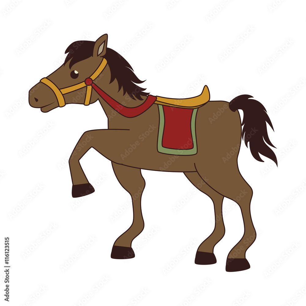 Horse saddle cartoon, isolated flat icon cartoon design Stock Vector ...