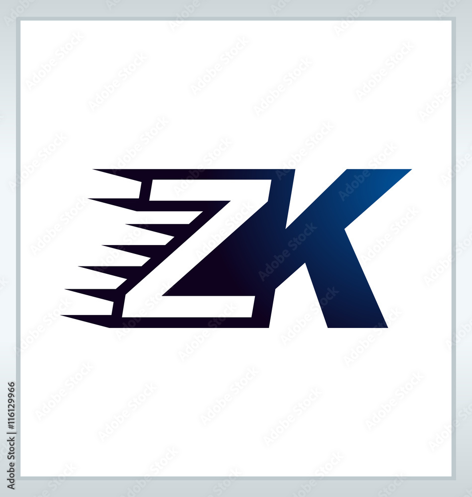 ZK Two letter composition for initial, logo or signature Stock Vector ...