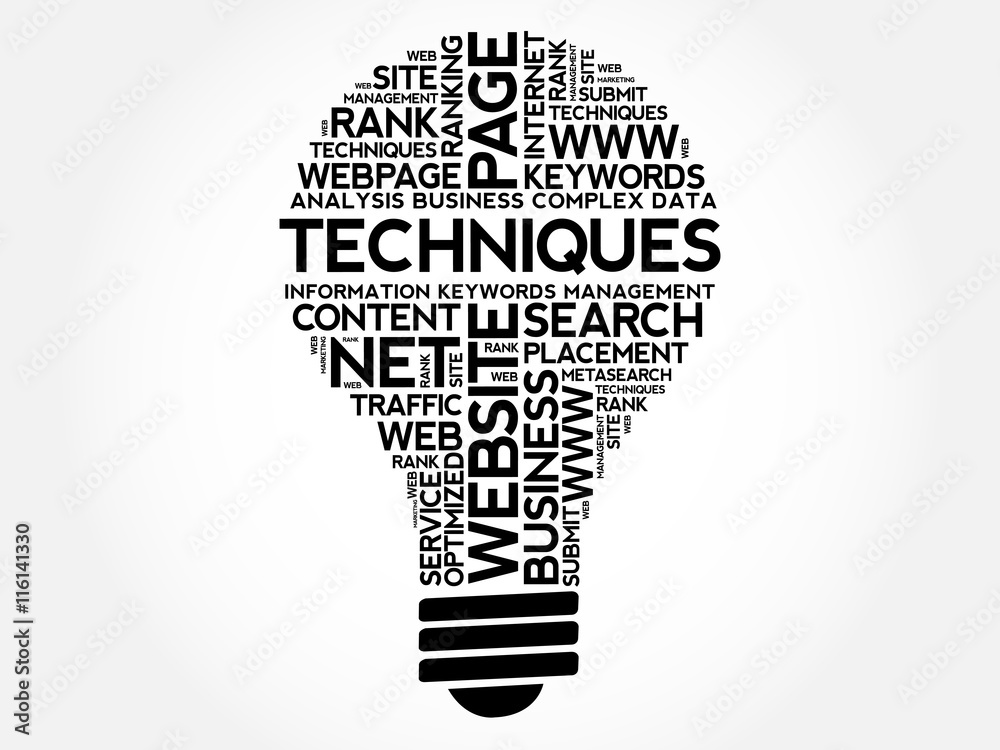 Techniques bulb word cloud collage, business concept background Stock ...