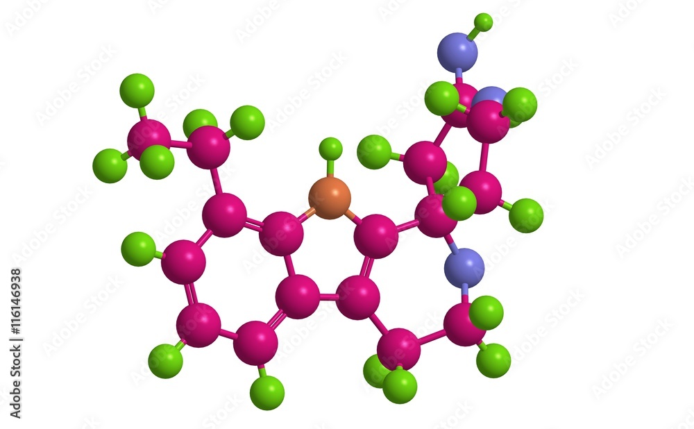 Molecular structure of Etodolac, 3D rendering Stock Illustration ...