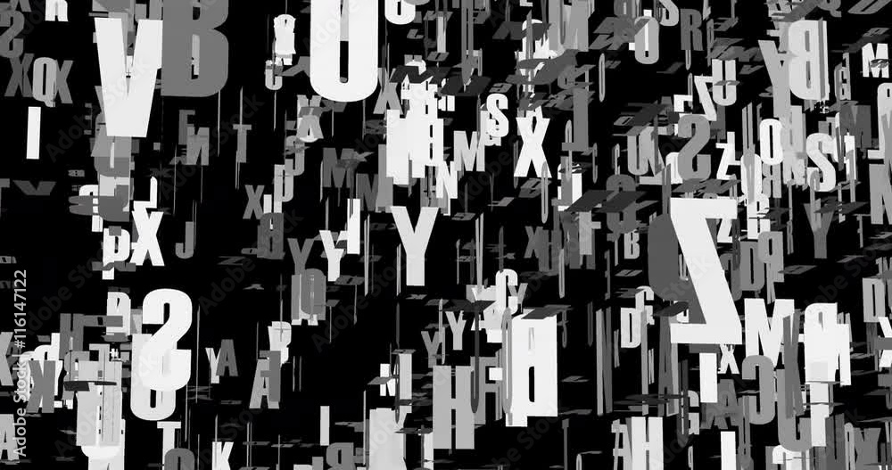 The letter matrix / 3D animation of alphabet characters moving across ...