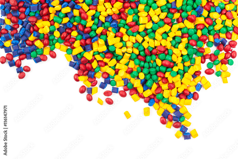 tinted plastic granulate for injection moulding process Stock Photo ...