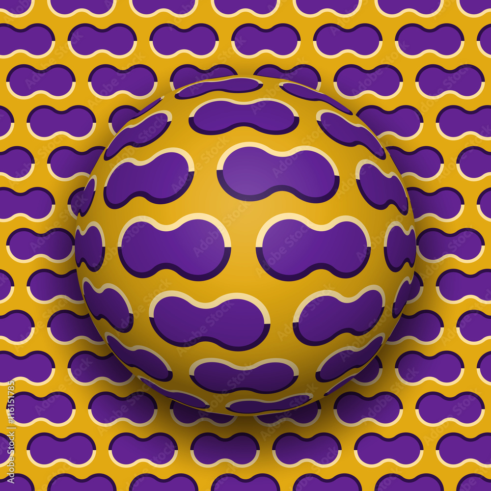 Ball rolls along surface. Abstract vector optical illusion illustration ...