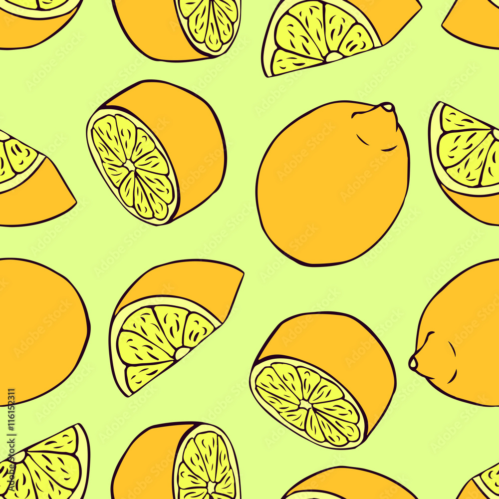 Seamless pattern with lemons. Vector seamless texture for wallpapers ...