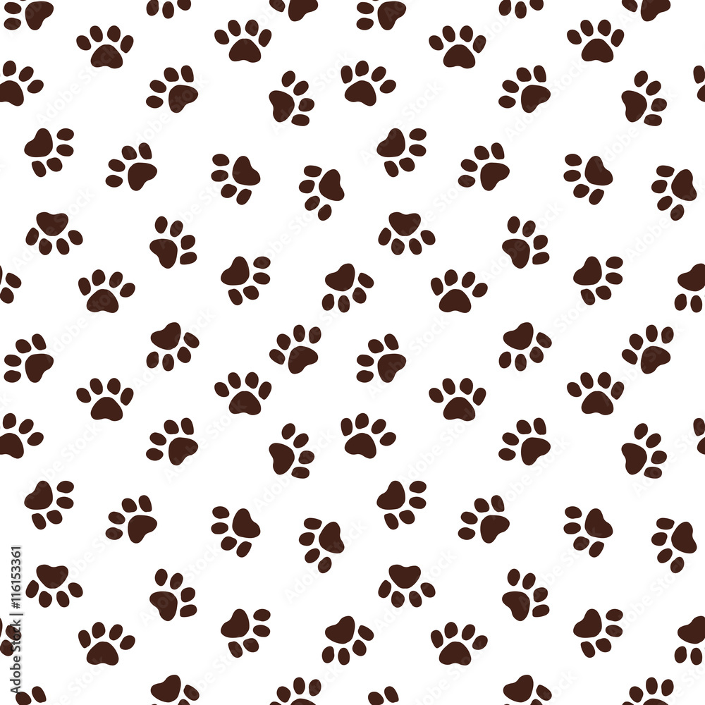 Seamless pattern with paw footprints. Vector seamless texture for ...
