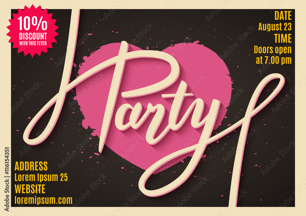 Invitation to party, banner, flyer, ticket, poster design with ...