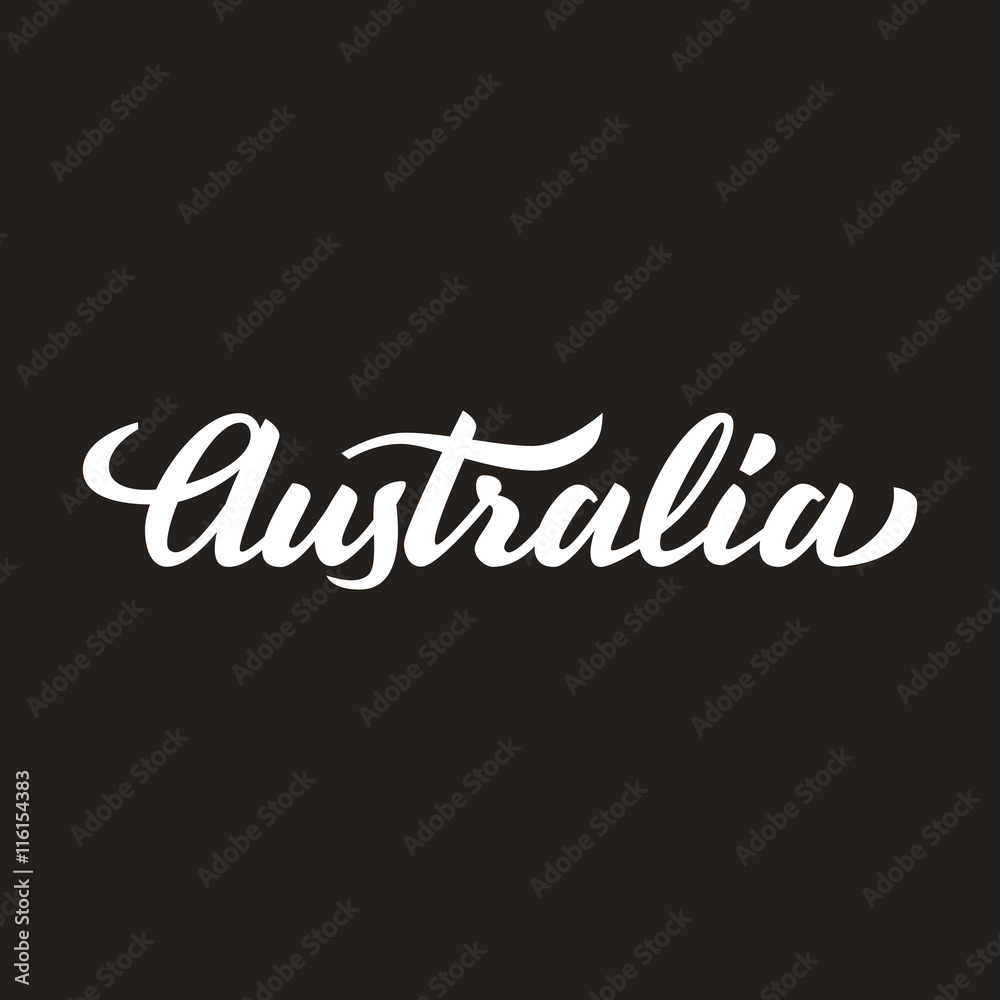 'Australia' handwritten text, brush pen lettering, t-shit, poster, logo ...