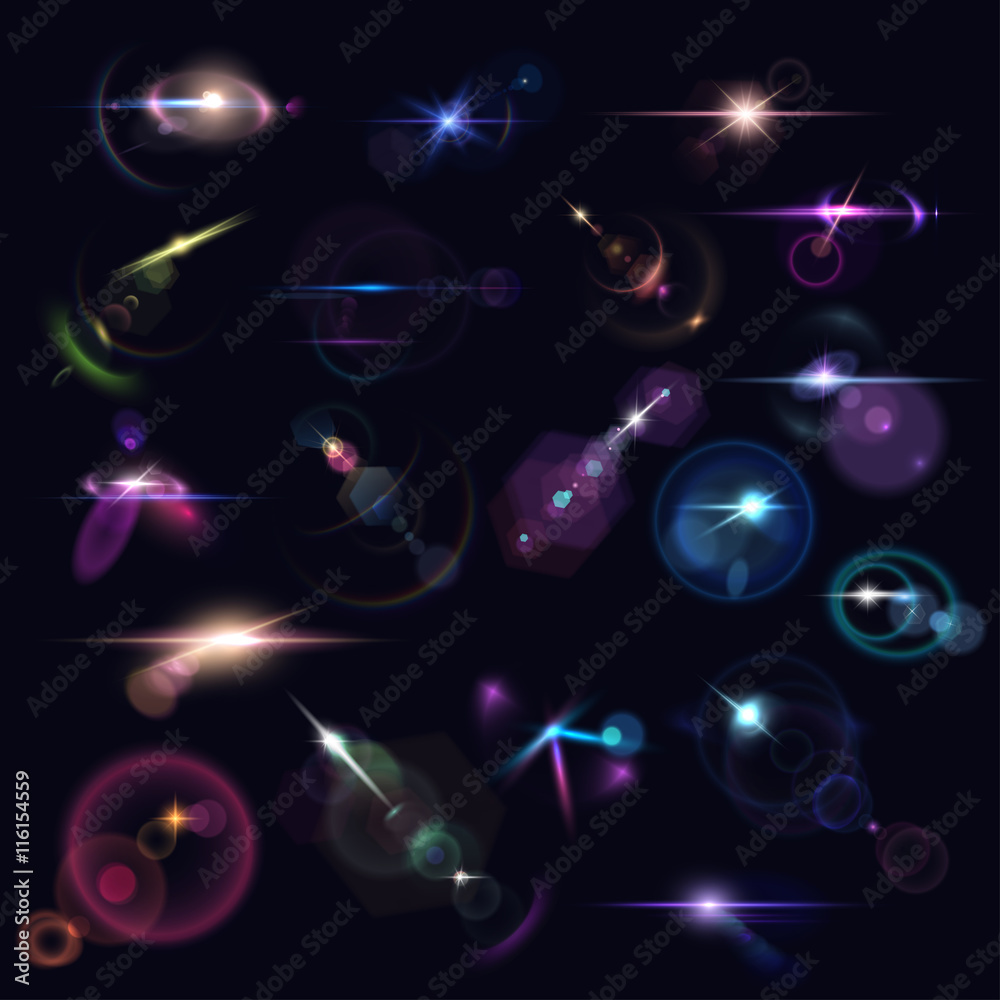 Vector colorful lens flares set Stock Vector | Adobe Stock