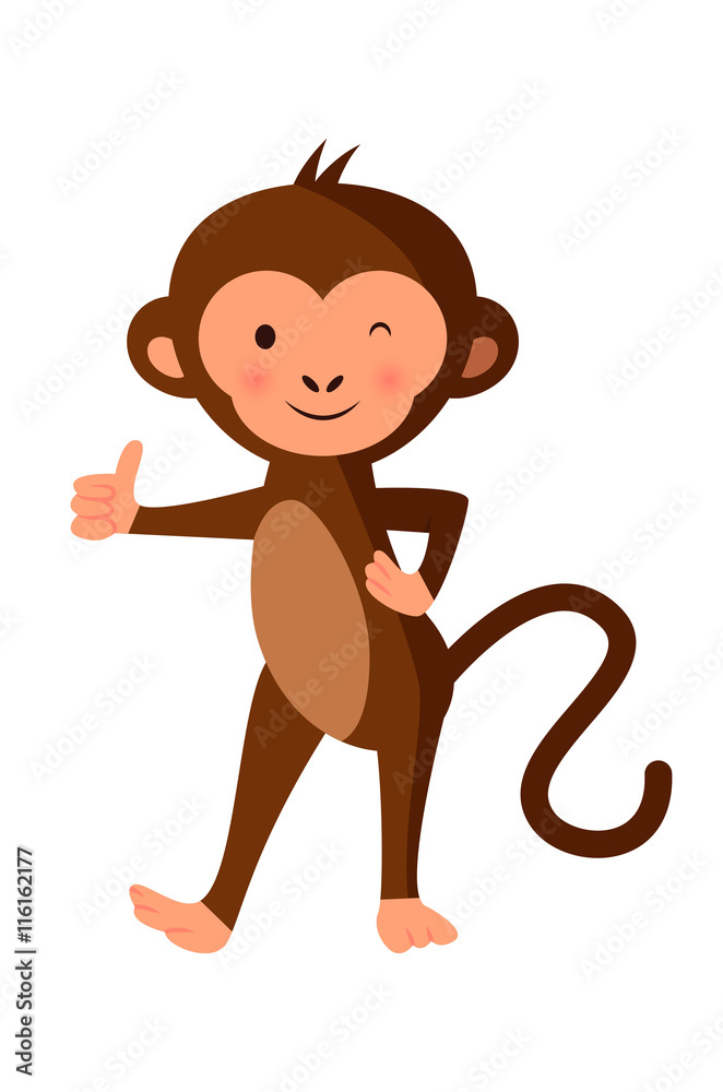 Cute monkey giving thumbs up, vector illustration Stock Vector | Adobe ...