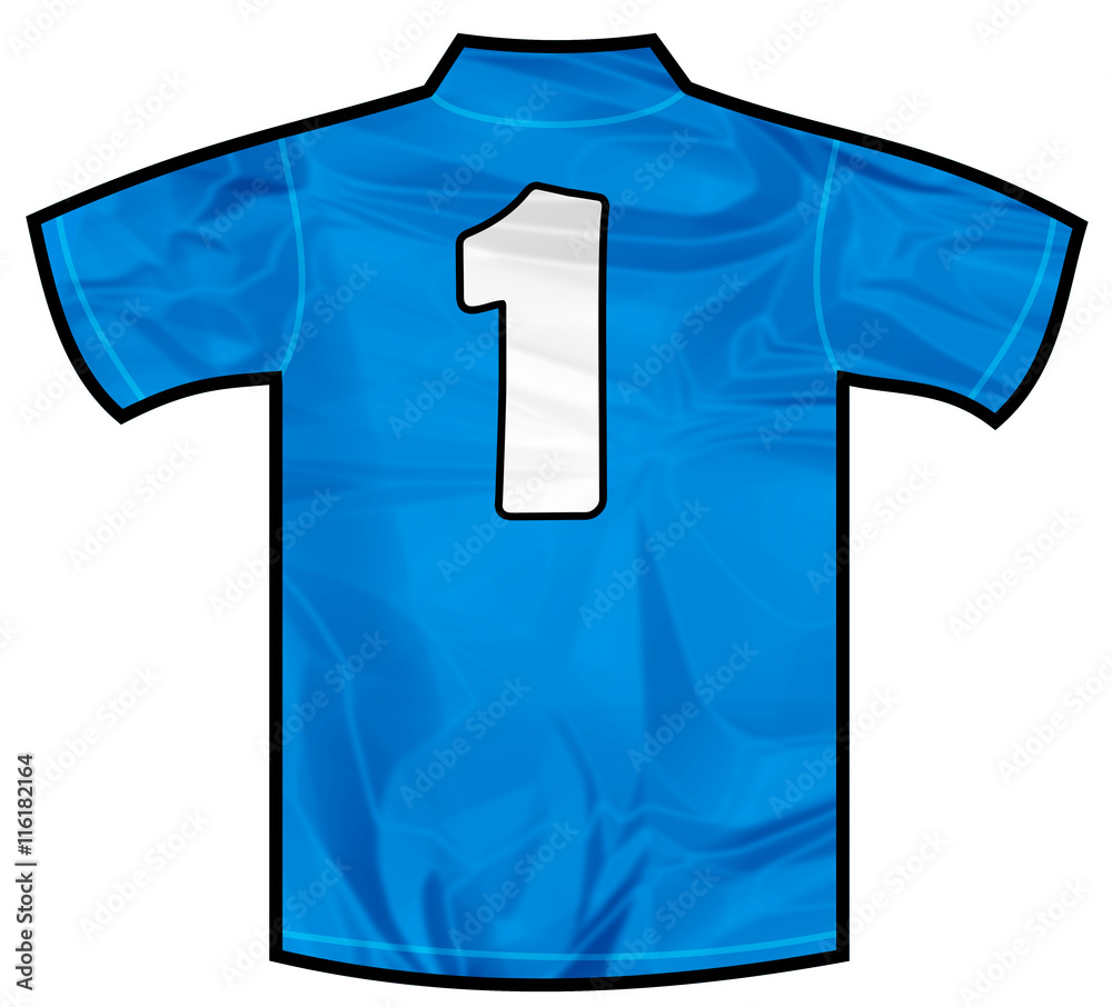 Number 1 one Blue sport shirt as a soccer,hockey,basket,rugby, baseball ...
