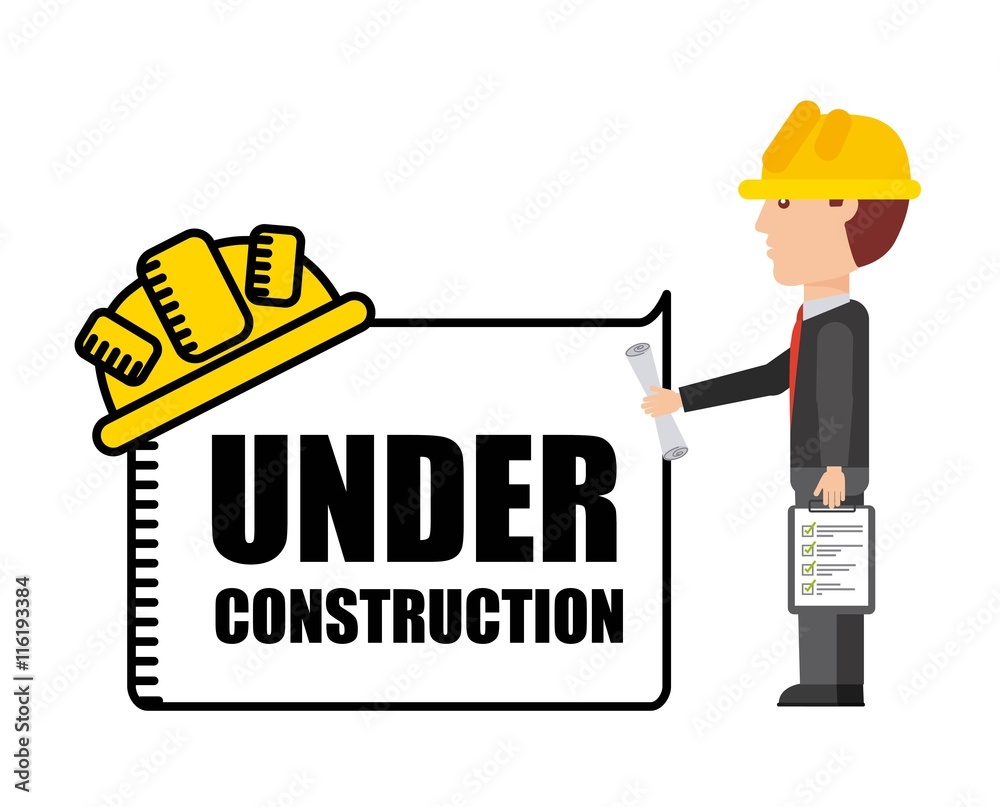 Architect cartoon icon. Work in Progress design. Vector graphic Stock ...