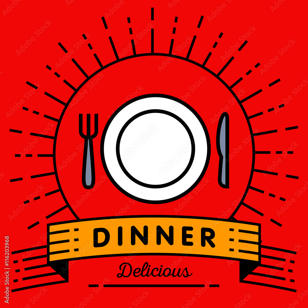 Vector Table Service Icon with Linear Style Stock Vector | Adobe Stock