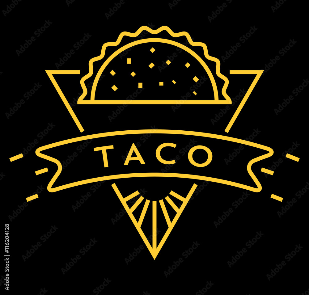 Vector Taco Icon with Linear Style Stock Vector | Adobe Stock