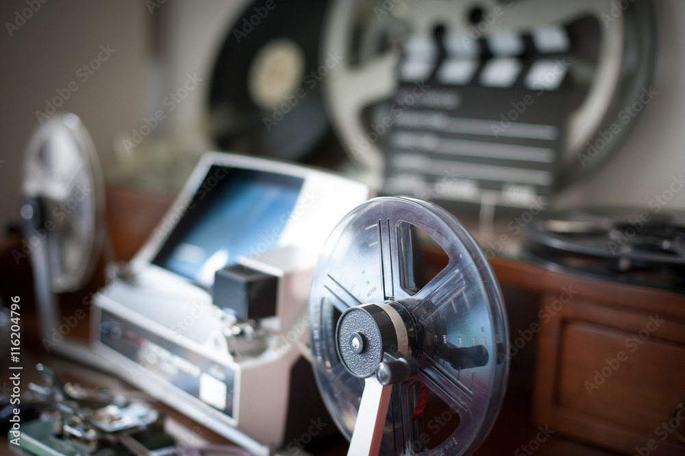 Movie editing vintage desktop detail Stock Photo | Adobe Stock