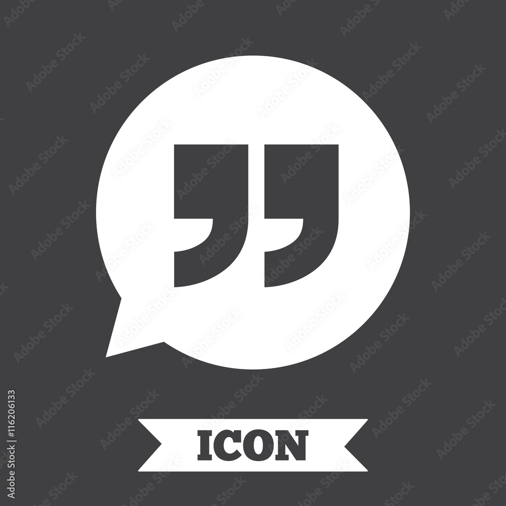 Quote sign icon. Quotation mark symbol. Stock Vector | Adobe Stock